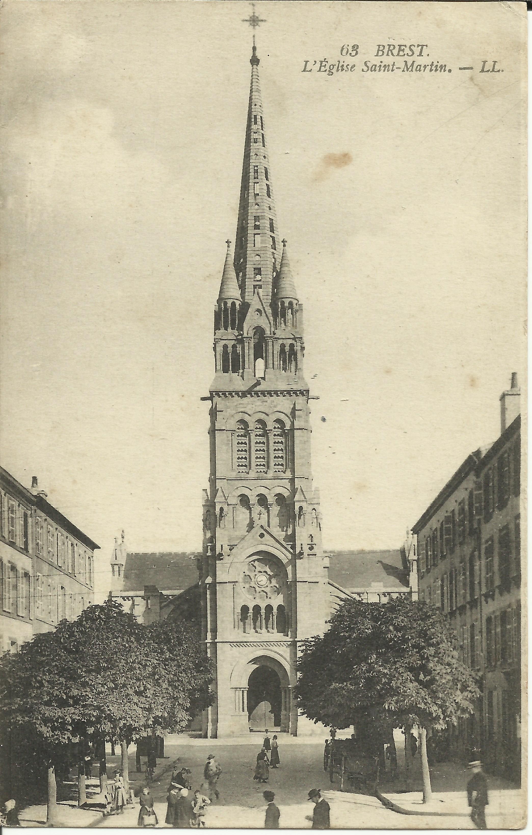 CPA: BREST, Eglise Saint-Martin, années 1910