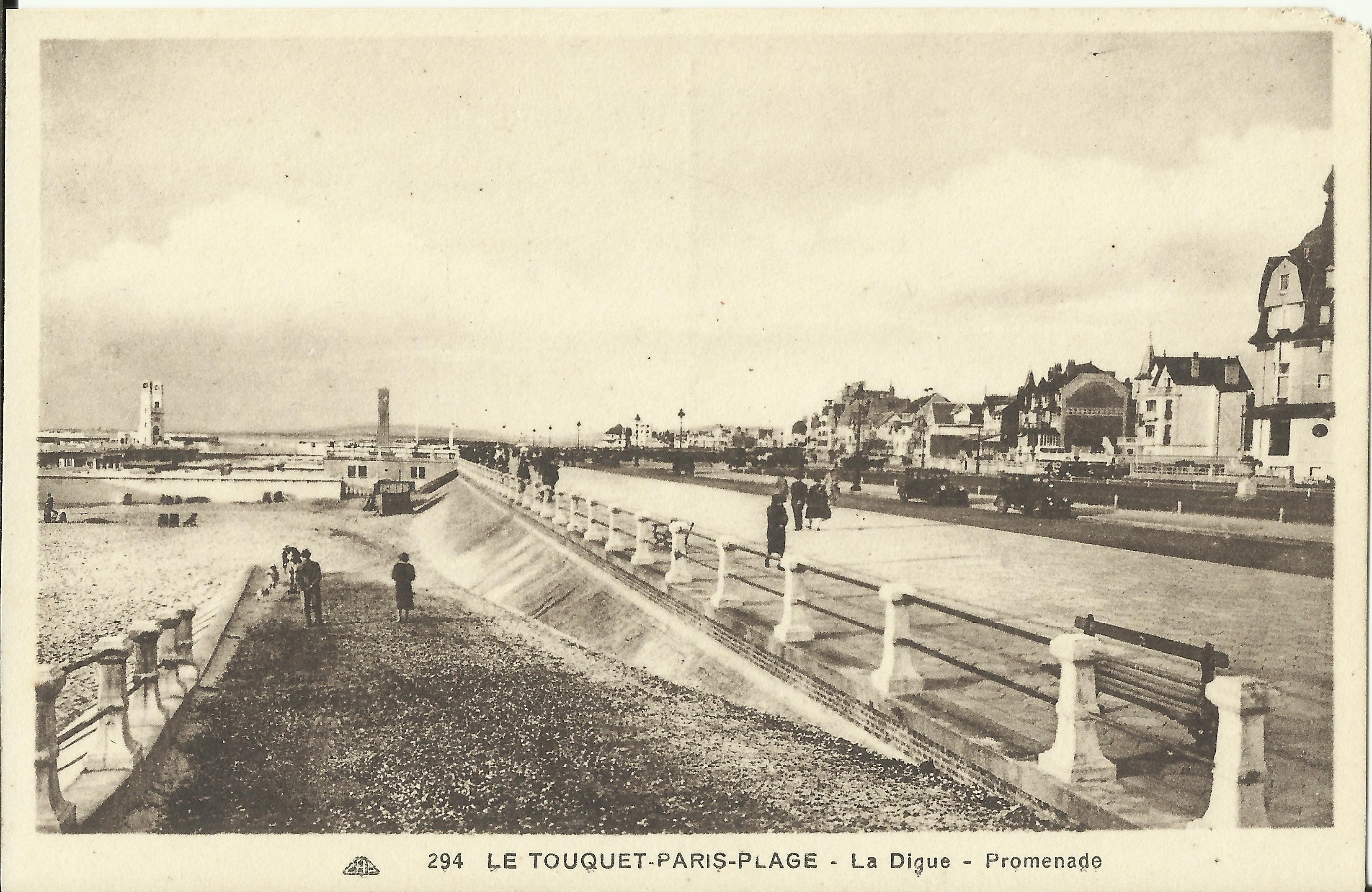 CPA: LE TOUQUET-PARIS-PLAGE, La Digue, Promenade, Années 1920.