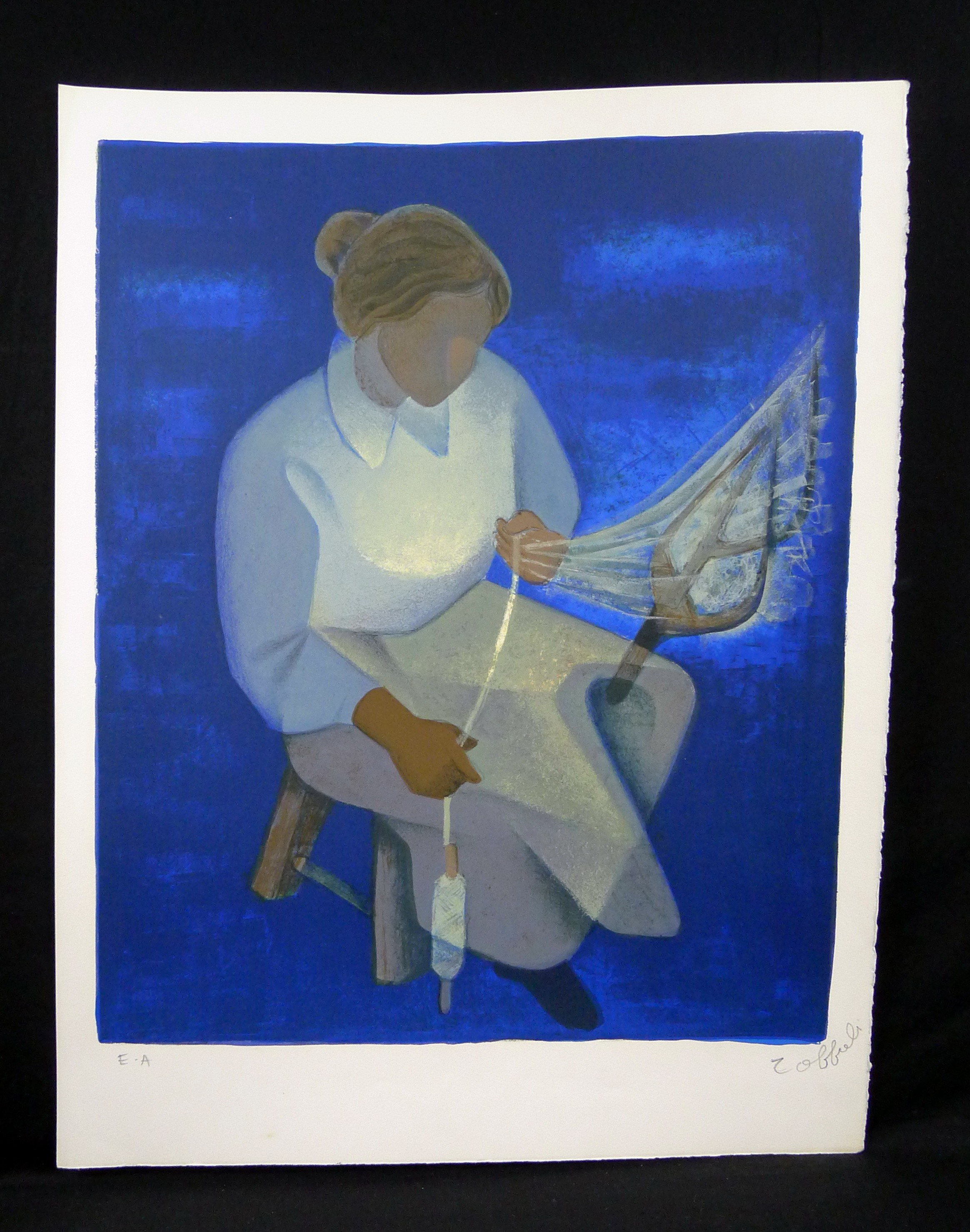 Louis TOFFOLI (1907-1999), LITHOGRAPHIE, LA FILEUSE.